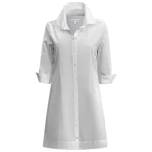 PERLAVERA Glenn Wash Denim Three Quarter Sleeve Length Slim Fit Mini Dress - White
