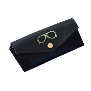 VIDA VIDA Leather Glasses Case Glasses Gold Embossed - Black