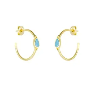 SPERO LONDON Drop Solitaire Earring Sterling Silver Turquoise - Gold