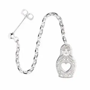 CARTERGORE Russian Doll Single Long Drop Earring - Silver