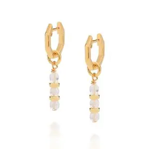 NELLOU JEWELLERY Plated Sterling Silver Crystal Huggie Earrings - Gold