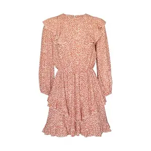 2KSTYLE Abito Ruffled Floral-print Viscose Mini Dress Multicolor - Orange
