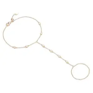KAMARIA Eternal Line Hand Chain Bracelet With Opal - White