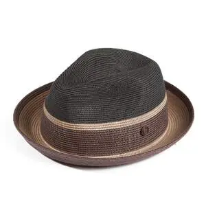 DASMARCA HATS Dasmarca Verona And Brown Summer Two Tone Straw Lightweight Fedora Hat For And - Black