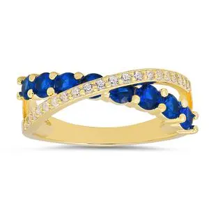 KYLIE HARPER Sapphire Crossover Ring - Gold