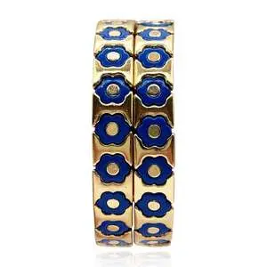 MICHAEL NASH JEWELRY Mirella Navy And Gold Enamel Two-strand Elasticized Bracelets - Blue