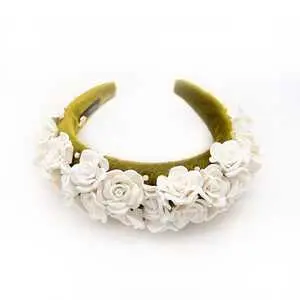 ADIBA Olive Green Floral Vanilla Headband - Green/white