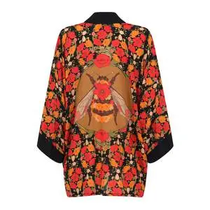 Henelle Night Bloom Kimono Jacket - Black/red
