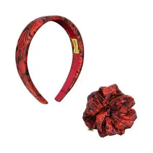JANARA JONES Snakeskin Print Satin Headband And Scrunchie Set