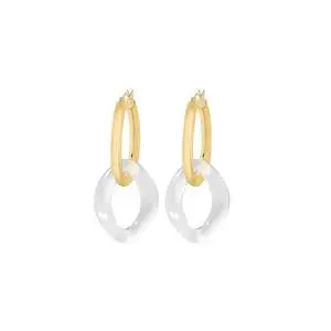 GOLD & HONEY And Lucite Curb Link Drop Hoop Earrings In Clear - Gold