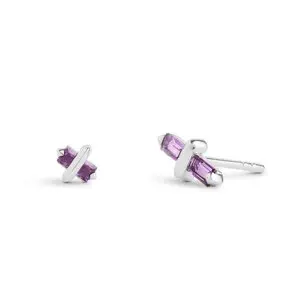 KASUN LONDON Candy Kiss Earrings February Amethyst - Silver
