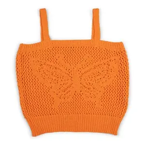 GIGI KNITWEAR Butterfly Cotton Knit Tank Top - Orange