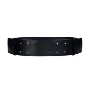 HAUTE CUIR Textured Myrrha Wide Leather Belt - Black