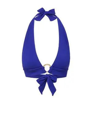 CHANGE OF SCENERY Erin Ring Halter Top In Iris Texture - Blue