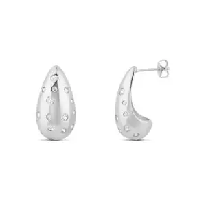 SHYMI Tear Drop Inlay Stone Earrings - Silver