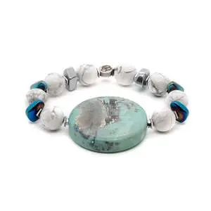 EBRU JEWELRY Blue / White Chunky Ocean Beaded Bracelet - Blue/white