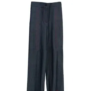 RONDOOZ Quiet Line ’s Handmade Denim Pants With Side Slit Detail - Blue