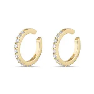 SPERO LONDON Cubic Zirconia Sterling Silver Ear Cuff No Piercing Pair - Gold