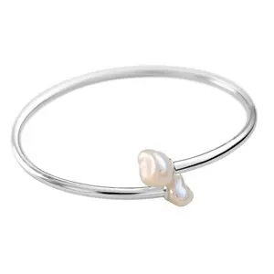 KIRI & BELLE Tori Flexible Pearl Sterling Bangle - Silver