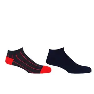 PEPER HAROW - MADE IN ENGLAND Pin Stripe Navy & Classic Royal Navy Trainer Socks Bundle - Blue