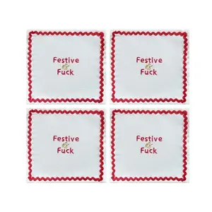 LILLY LOVES Festive & Fuck Cocktail Napkin Set Four - Red