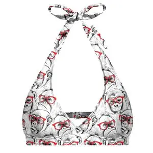 ALOHA FROM DEER White / Red Cheeky Monkey Halter Neck Bikini Top - White/red