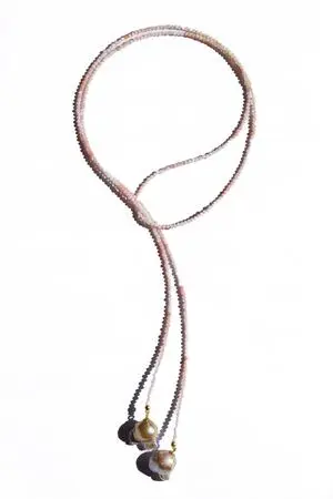 THE LINK BETWEEN Celestina Baroque Drop Opal Open Ended Necklace Lariat - Gold