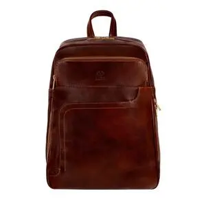 TIME RESISTANCE Leather Travel Backpack L. A. Confidential - Brown