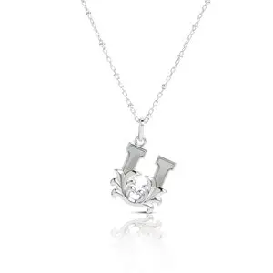 KASUN LONDON Solid U Initial Necklace With Mother Of Pearl - Silver