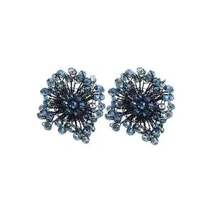 Fairchild Baldwin Button Earrings Denim Blue