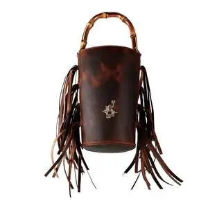 F3ROG BY RANA Fringe Crossbody Bucket Bag - Brown