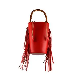 F3ROG BY RANA Fringe Crossbody Bucket Bag - Red