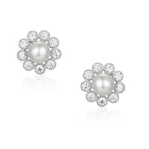 SANTINNI Coronet Earring With Freshwater Pearl - Silver