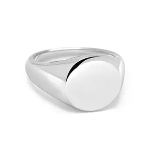 NIALAYA JEWELRY Circular Sterling Signet Ring - Silver