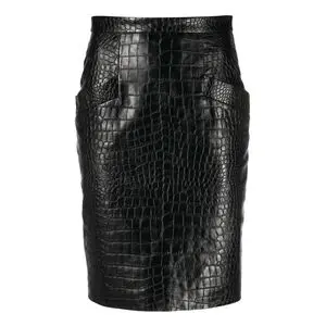 HARMAIN LEATHERS LTD Mock-croc Leather Pencil Skirt - Black