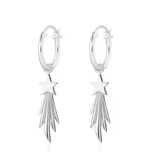 LILY CHARMED Sterling Shooting Star Charm Hoop Earrings - Silver
