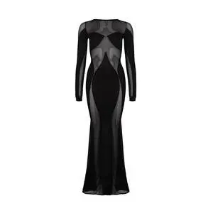 OW Sierra Long Sleeve Mesh Maxi Dress - Black
