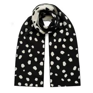 INGMARSON Black / White Scattered Dots Wool & Cashmere Scarf Black & White - Black/white