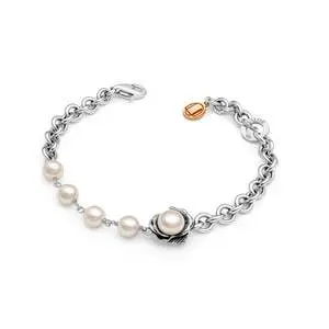UNALOE Silver / White Lumina Pearl Bracelet In Sterling Silver – Adjustable ’s Bracelet With Natural Pearls - Silver/white