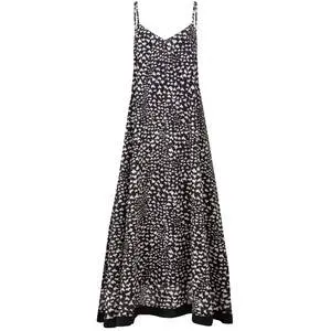 LANGNER Black / White Black&white Print A-line Chiffon Maxi Dress