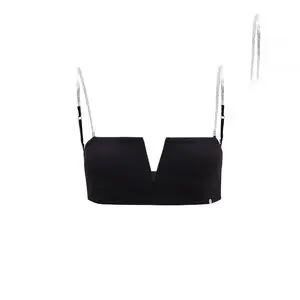 NISSA Spaghetti-strap Crop Top - Black