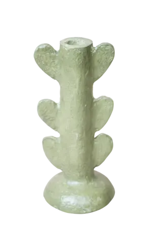 Botanical Boys Paper Mache Candle Holder Fifty Two Five - Green