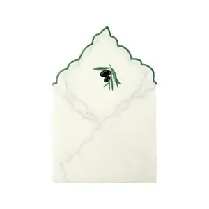 KM HOME COLLECTION Olive Embroidery Linen Napkins Set Of 2 - Green