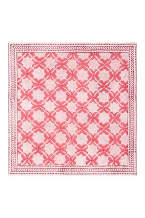 NOLOGO-CHIC Fresco Stripe Napkins With Border Napkin Set Cotton Coral Pink - Red