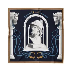 MOMME STUDIO Vidi Navy Neck Silk Scarf - Blue
