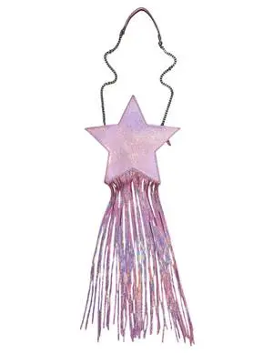 ANY OLD IRON Pink / Silver Iridescent Glimmer Pink Star Leather Fringe Bag - Pink/silver