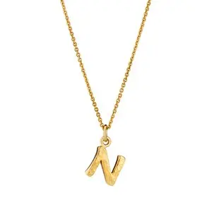 POSH TOTTY DESIGNS Yellow Plated Textured Initial Letter Necklace - Gold