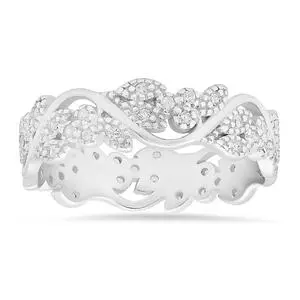 KYLIE HARPER Sterling Vintage Floral Diamond Cz Band Ring - Silver