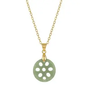 SEREE Lotus Root Jade Pendant Necklace - Green