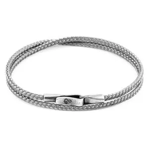 ANCHOR & CREW Silver / Grey Classic Grey Liverpool Silver & Rope Bracelet - Silver/grey